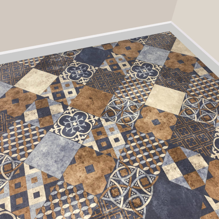 Colorful Moroccan Tile Lino Flooring 2m & 4m Width